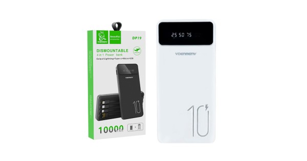 Power Bank Denmen DP19 com 2 USB Portas 2,1A 10000mAh Branco