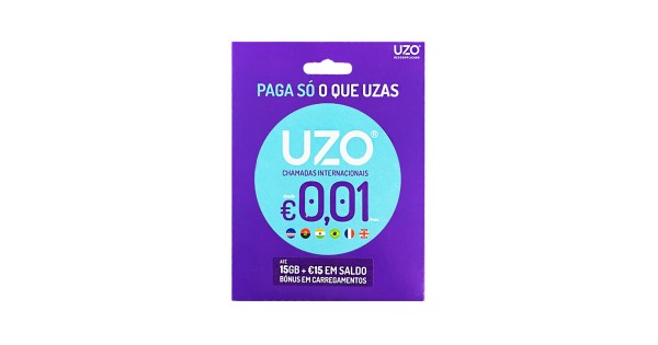 Cartão SIM UZO para chamadas internacionais 0,01€/Min com 15GB+15 ...